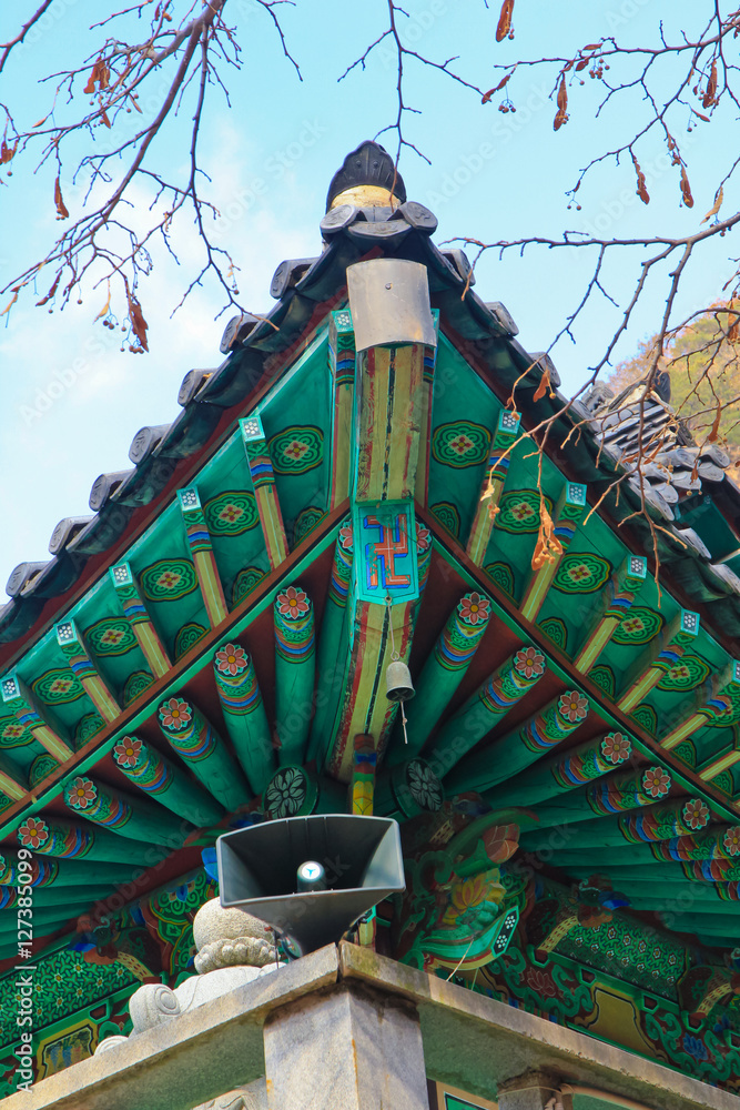 Buddhist temple style roof / Buddhist temple style roof and blue sky in ...