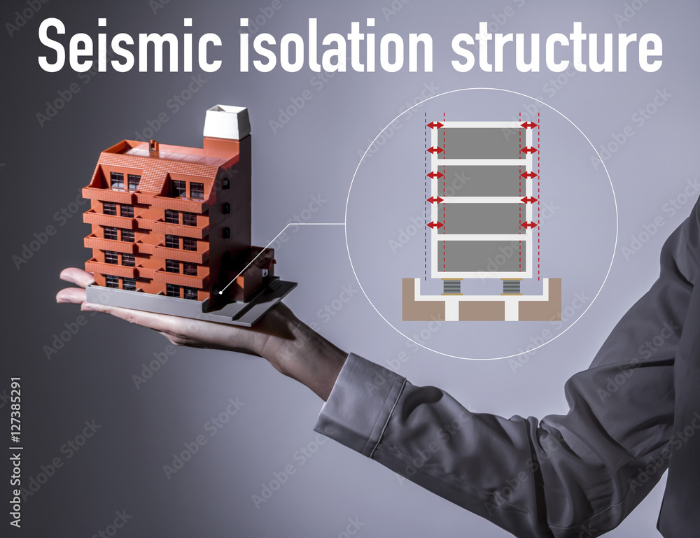 seismic isolation structure concept visual, base isolated system Stock ...