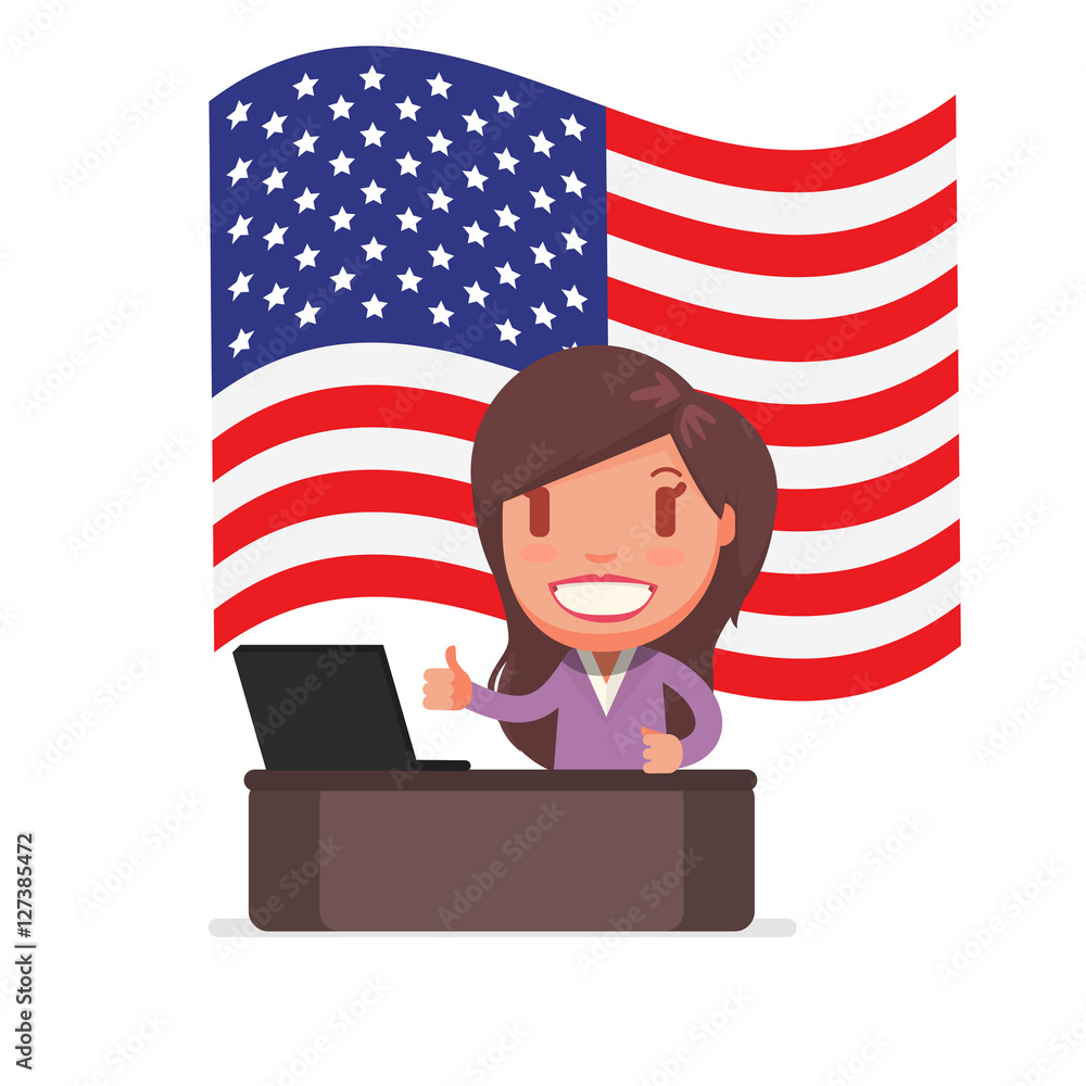 Character with USA Flag Stock Vector | Adobe Stock