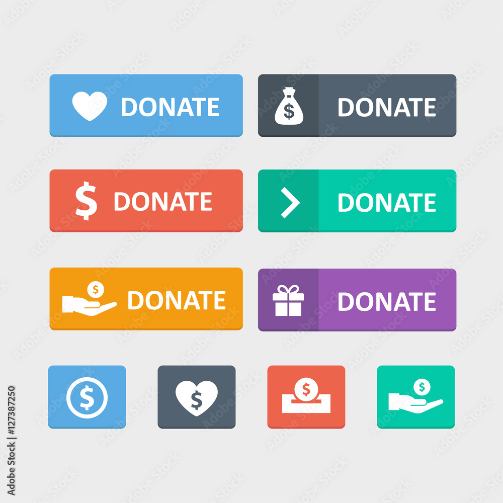 Donate button vector set Stock Vector | Adobe Stock