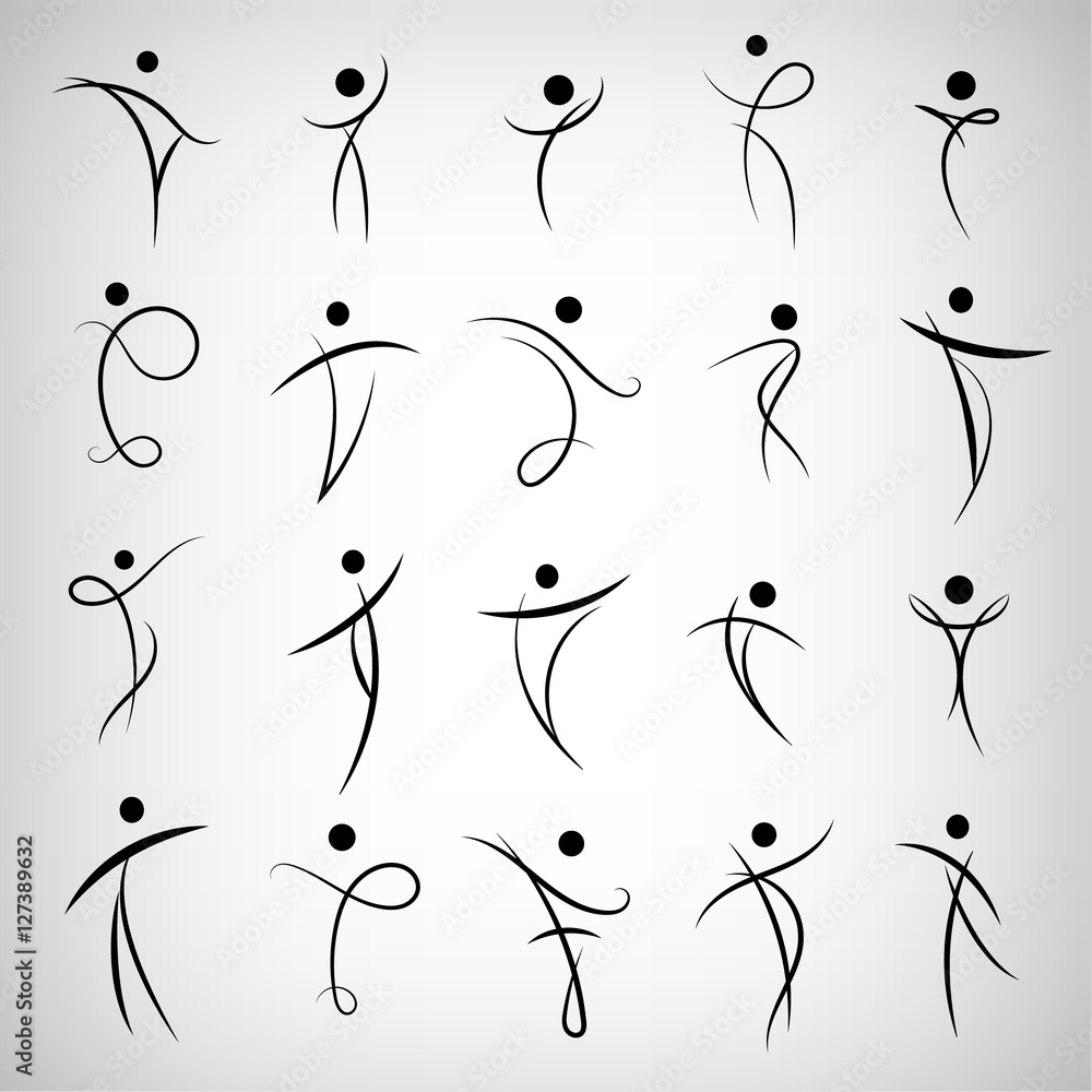 Vector set of Abstract Human Symbols, men logos. Success, Achievement ...
