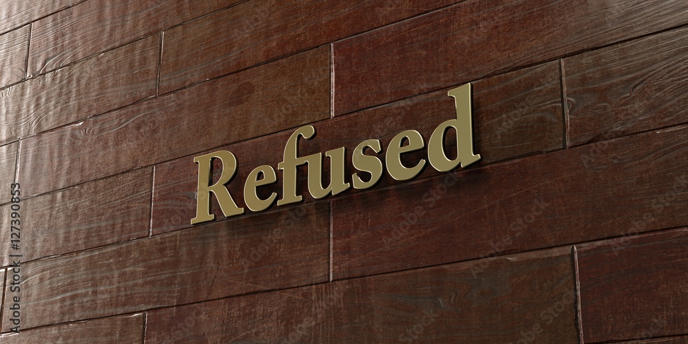 Refused - Bronze plaque mounted on maple wood wall - 3D rendered ...