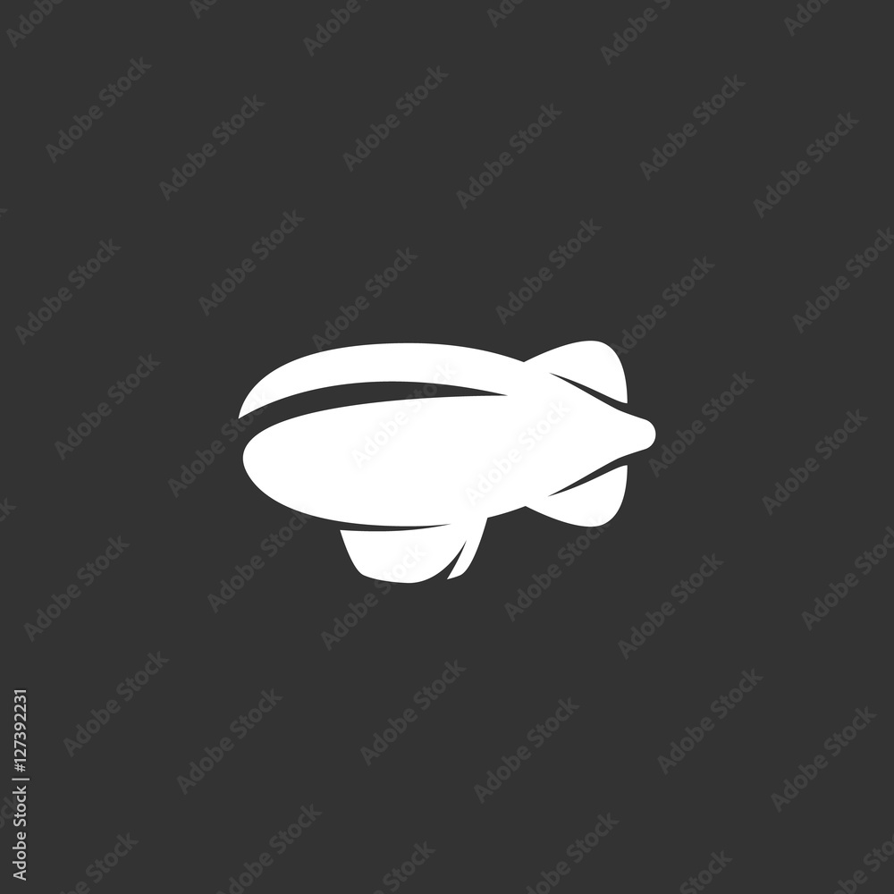 Blimp logo on black background. Airship vector icon Stock Vector ...