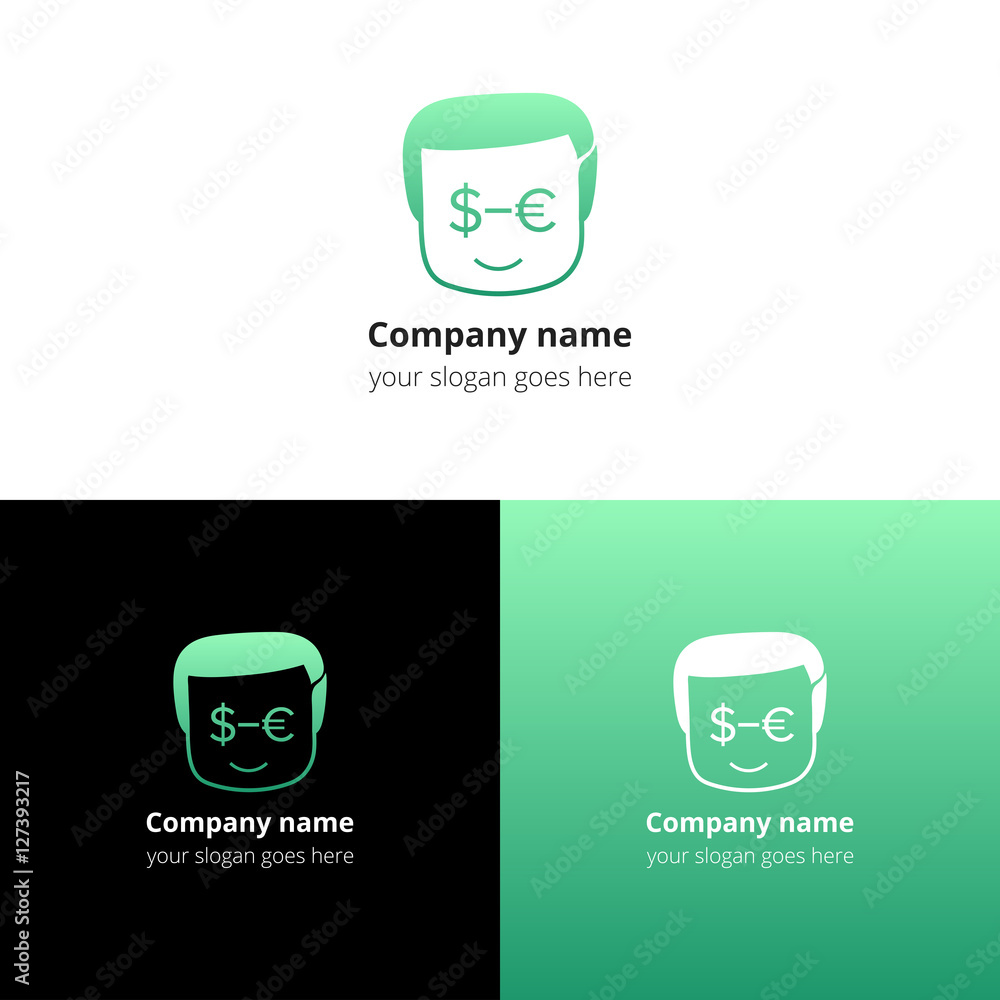 User, man, human people head with money icon in eyes. Logo, icon, sign ...