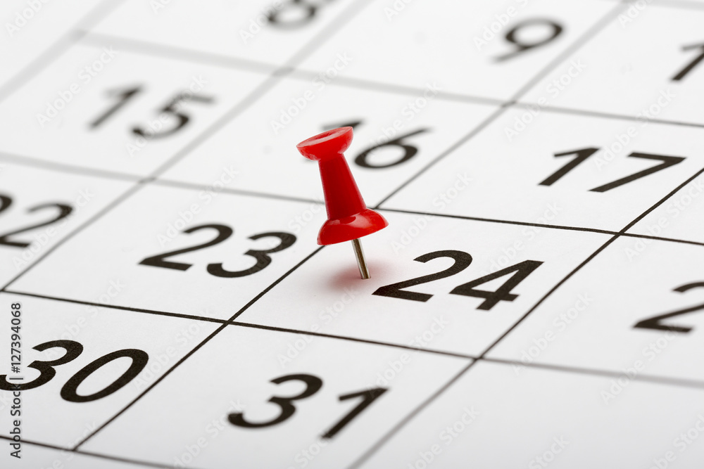Pin on the date number 24. The twentyfourth day of the month is marked ...