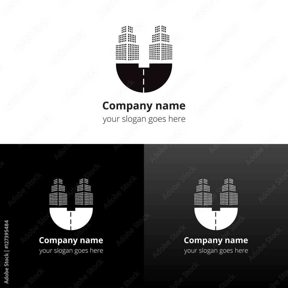 City, town, buildings, industrial symbol in the letter U. Logo, icon ...