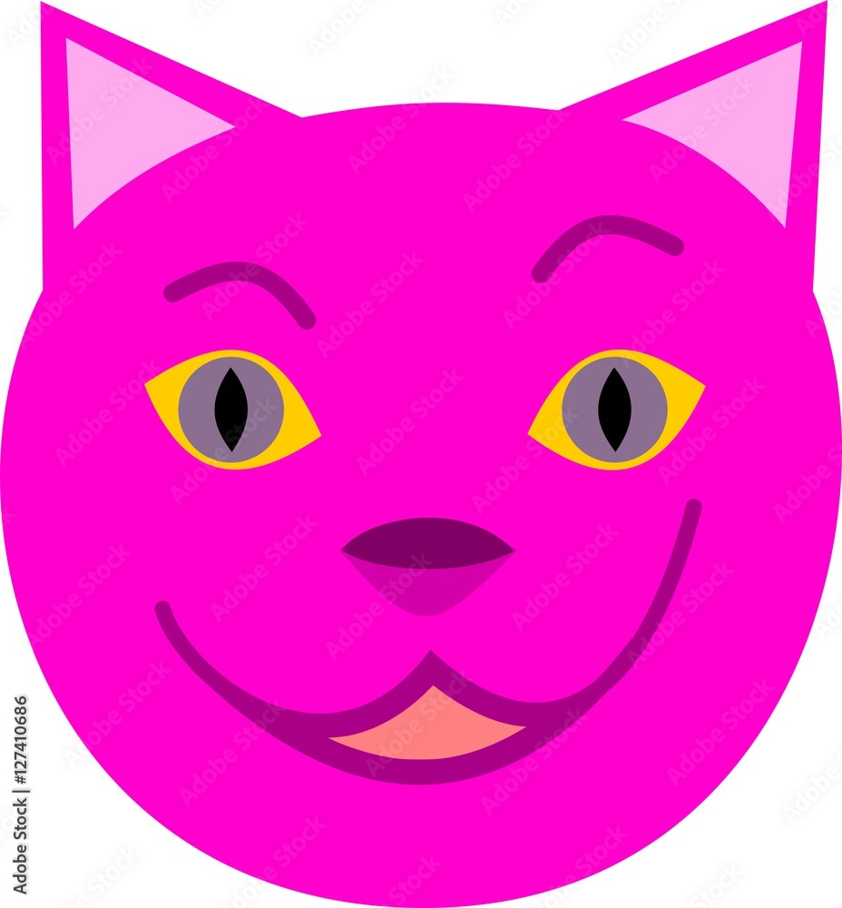 Cartoon cat face pink Stock Vector | Adobe Stock