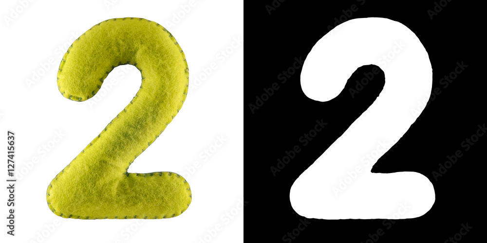 Number 2. Hand made number Two from green felt. Set of numbers from ...