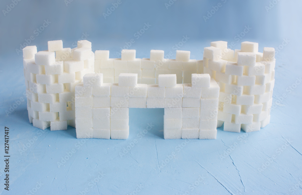 Sugar castle built out of sugar cubes, sugar tower, sugar walls, Stock ...