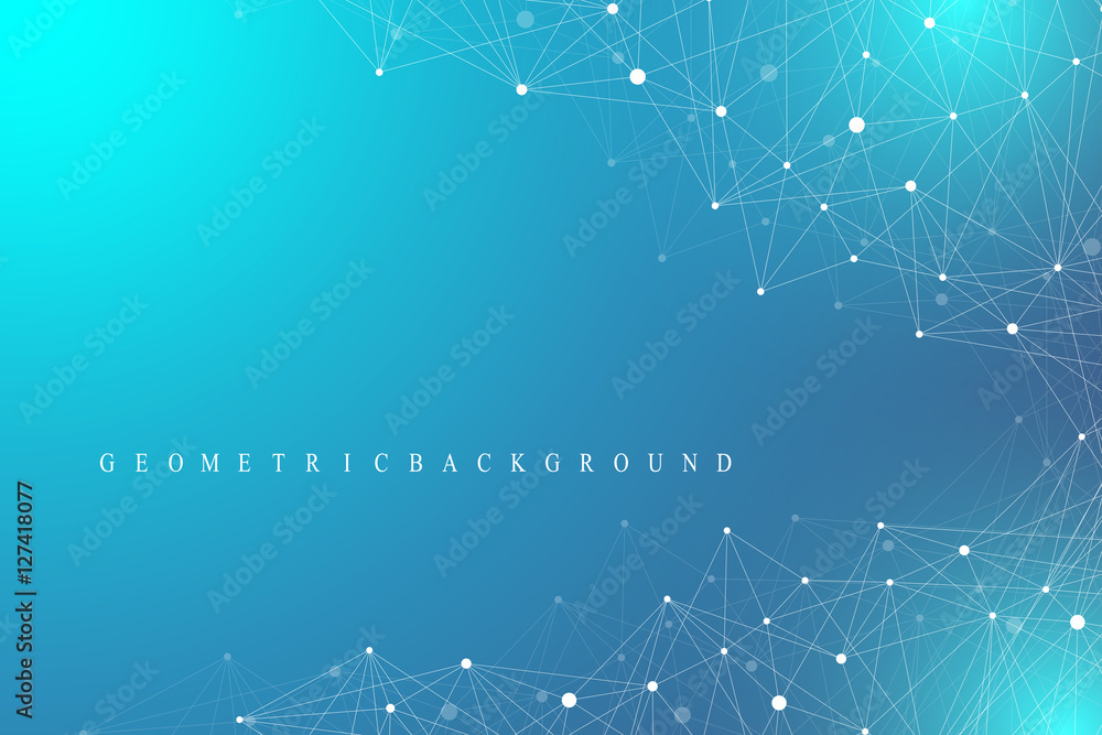 Geometric graphic background molecule and communication. Big data ...