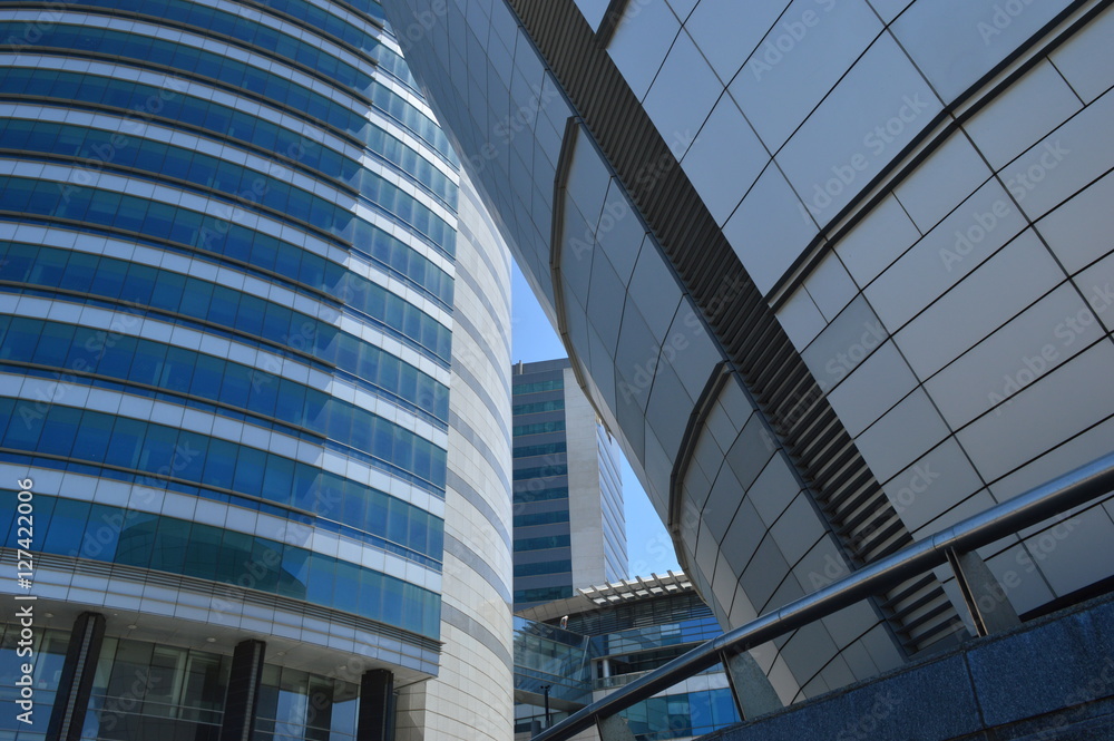 worker cleaning windows and mirrors in business buildings Stock Photo ...