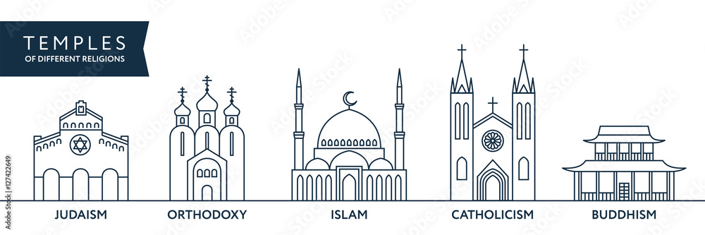 Temples of world different religions. Infographics. Religious buildings ...
