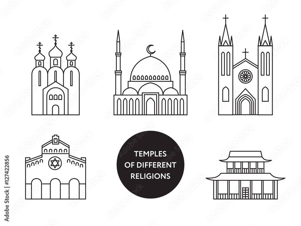 Temples of world different religions. Infographics. Religious buildings ...