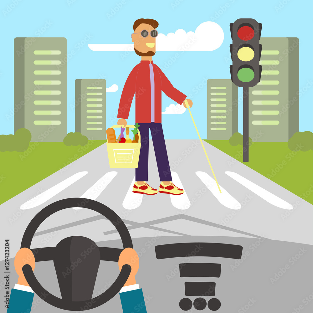 Blind Man Walking Clipart