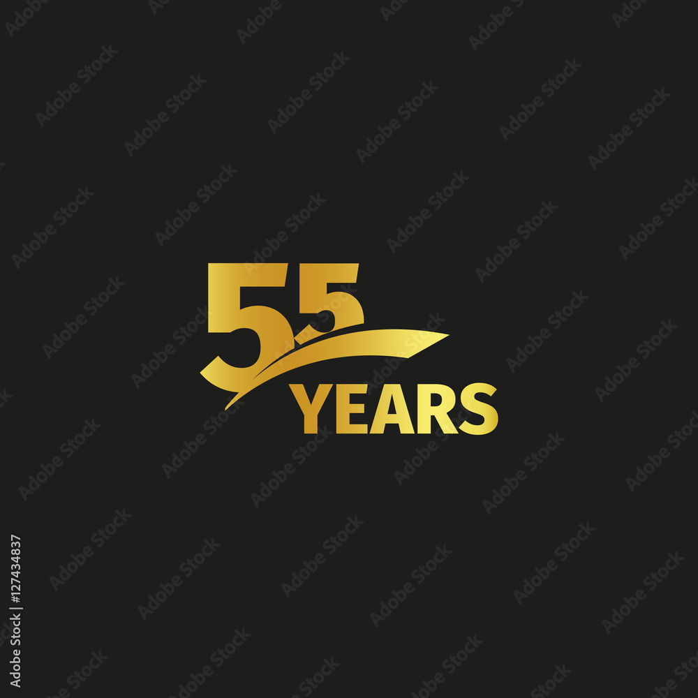 Isolated abstract golden 55th anniversary logo on black background. 55 ...