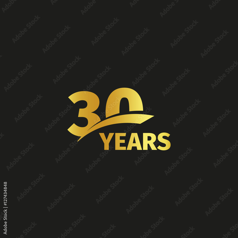 Isolated abstract golden 30th anniversary logo on black background. 30 ...