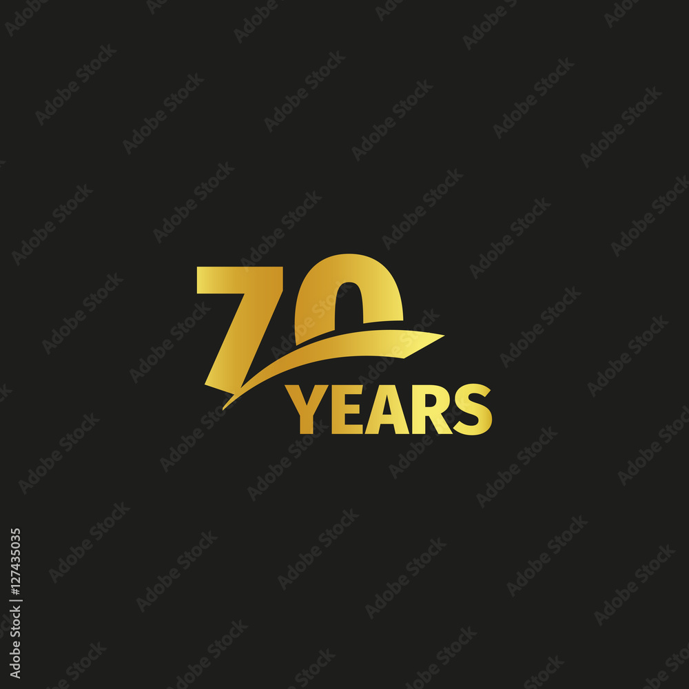 Isolated abstract golden 70th anniversary logo on black background. 70 ...