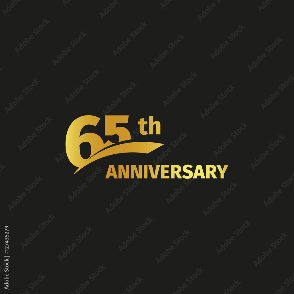 Isolated abstract golden 65th anniversary logo on black background. 65 ...