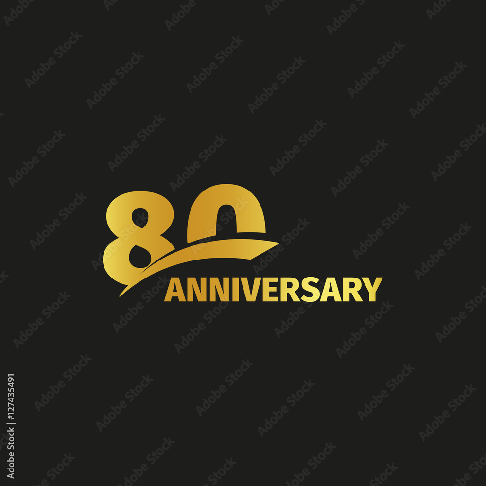 Isolated abstract golden 80th anniversary logo on black background. 80 ...