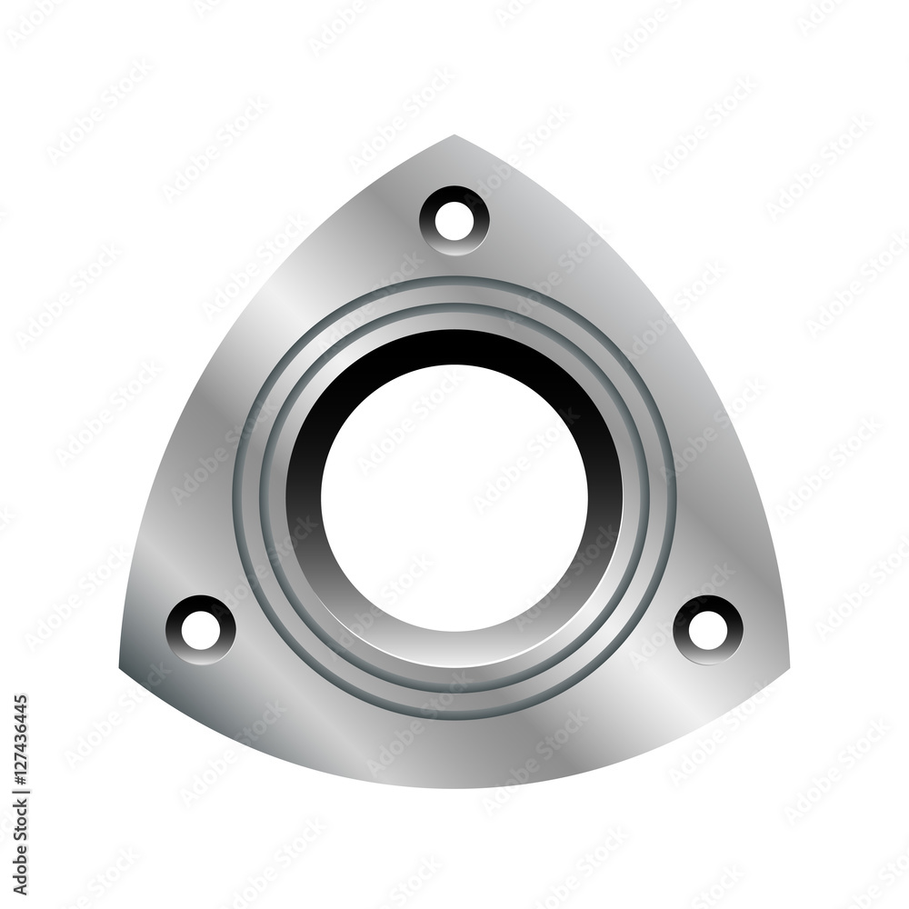 Triangular realistic steel flange with circular grooves. Vector Stock ...