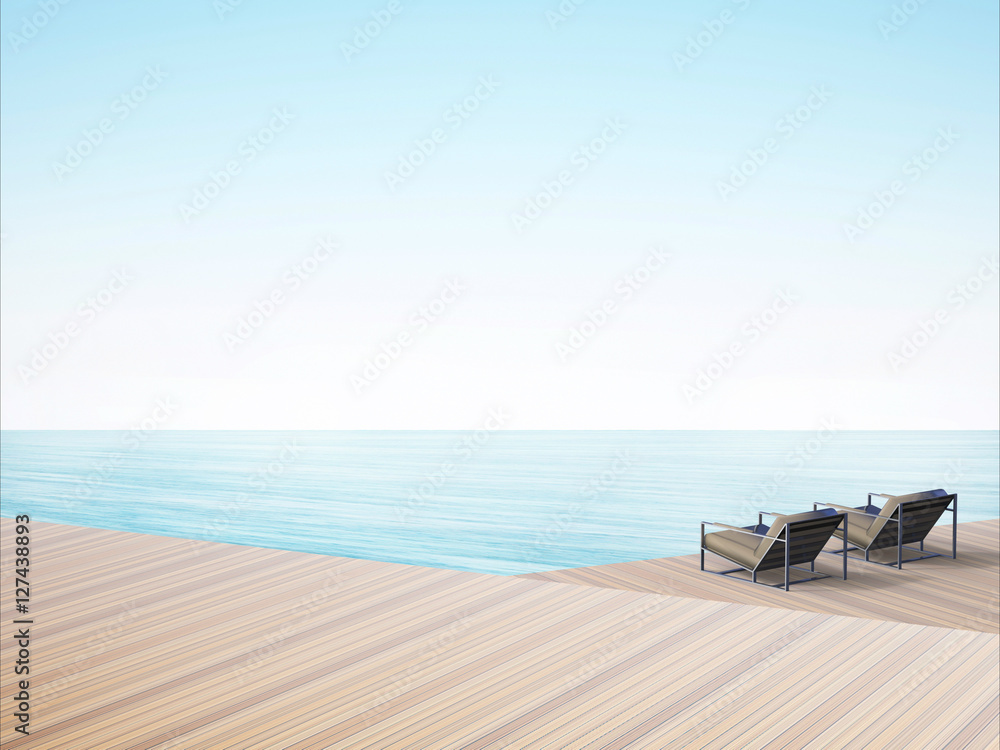 Beach lounge - Sundeck on Sea view for vacation relaxation summer ...