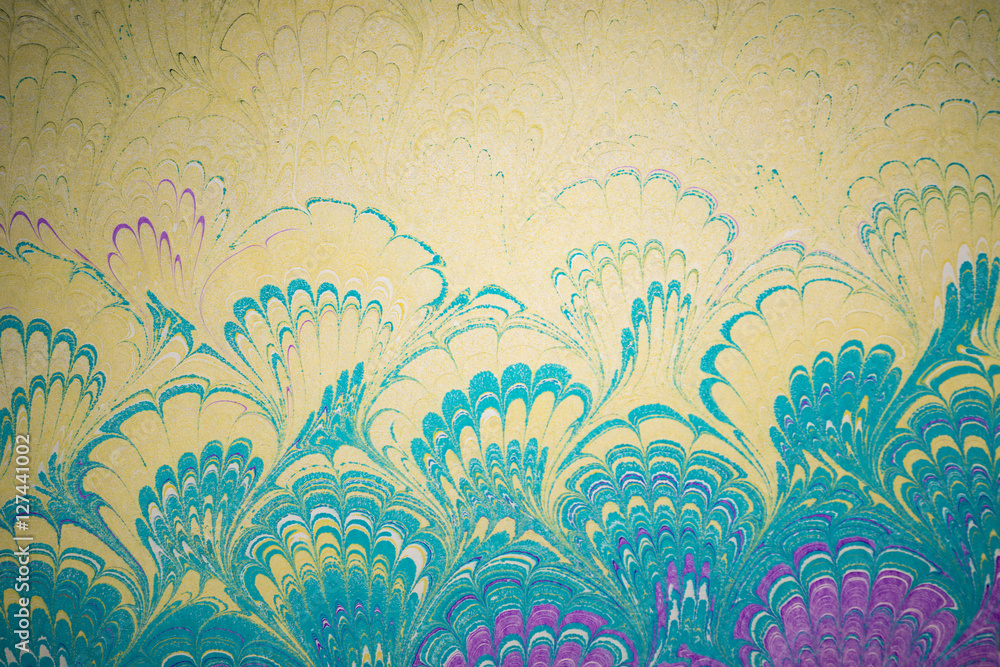 Ebru art. Traditional Turkish Ebru technique. Painting on water ...