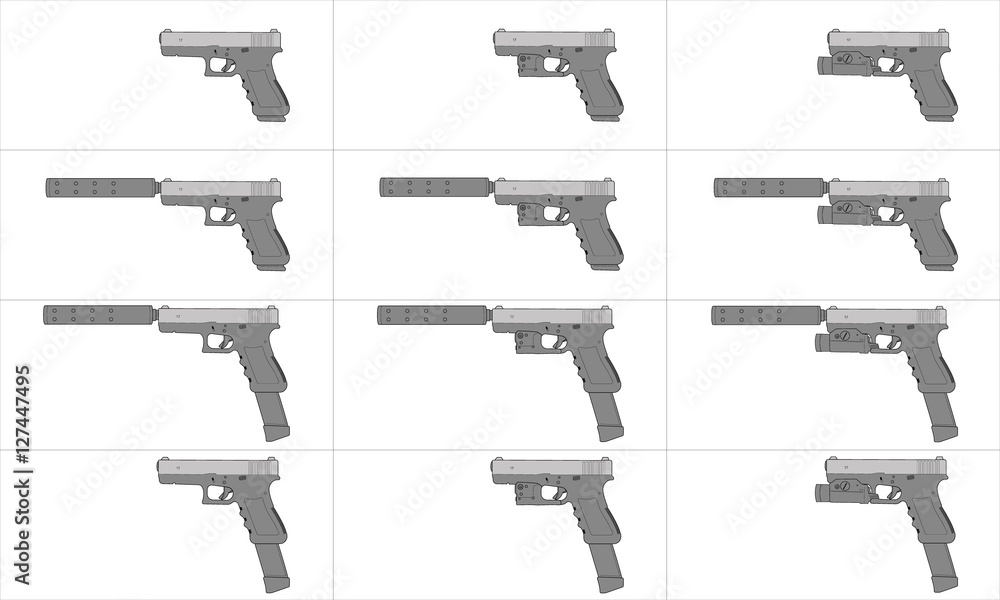 Vetor - G17 Semi Automatic Pistol vector de Stock | Adobe Stock