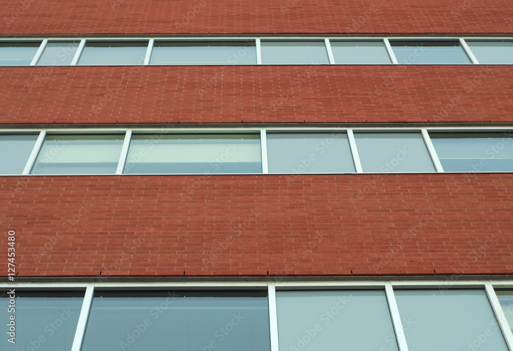 brick wall office building horizontal windows business facade Stock ...