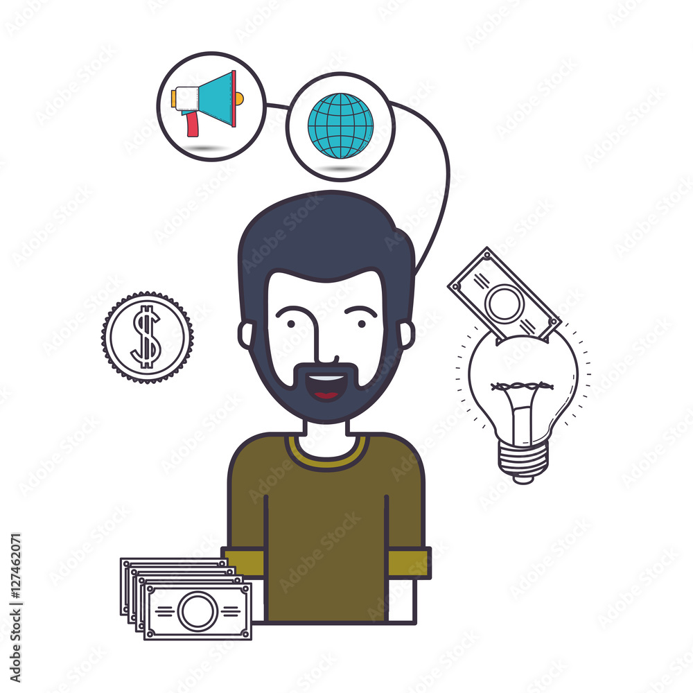 male user with advantages of internet and digital technology image ...