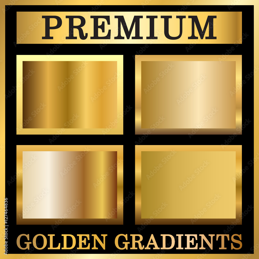 Gold texture square patterns in frame set. Light realistic, shiny ...