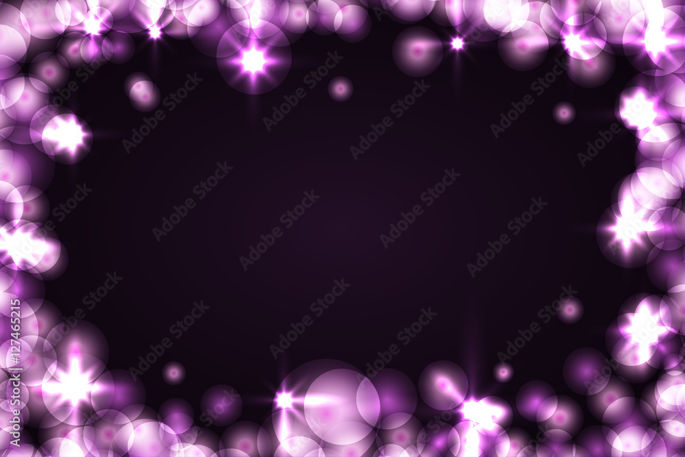 Pink sparkle frame abstract black background. Light shiny border ...