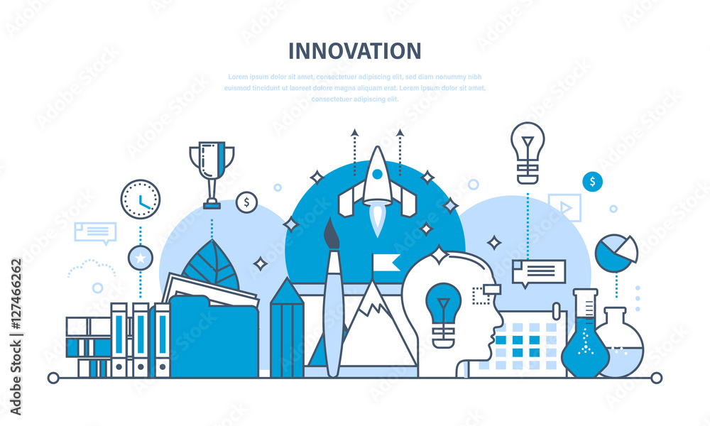 Innovation, creative thinking, process, brainstorming, imagination and ...