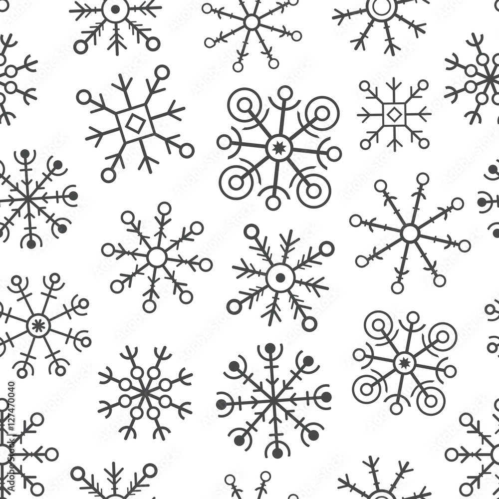 Hand drawn seamless snowflake geometry pattern. background vecto Stock ...
