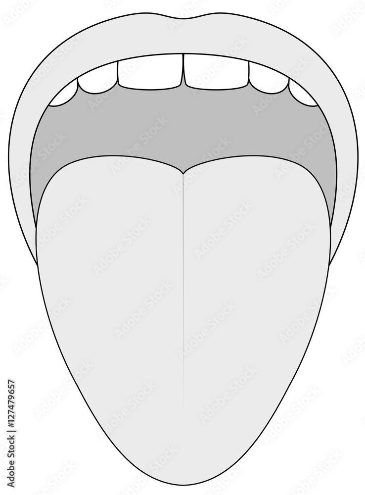 Stuck out tongue - outline illustration on white background. Stock ...