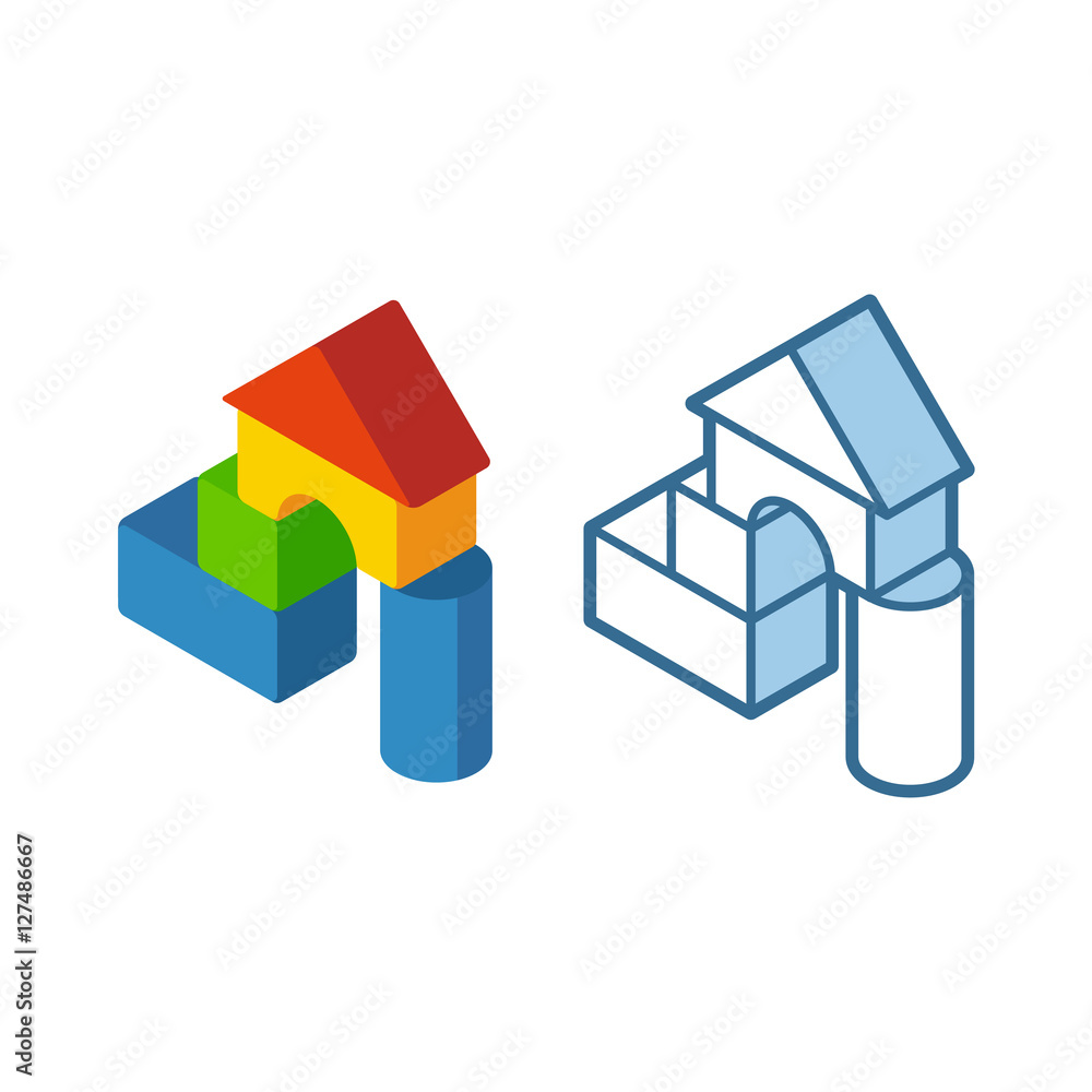 Cartoon building blocks Stock Vector | Adobe Stock