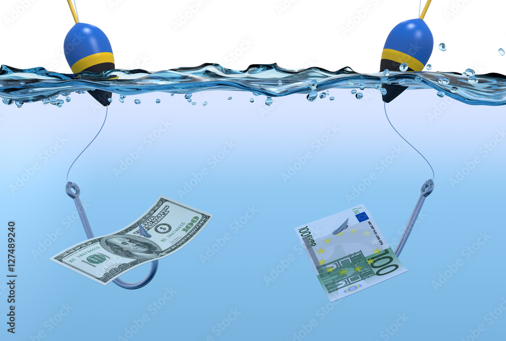 two fish hooks with banknotes Stock Illustration | Adobe Stock