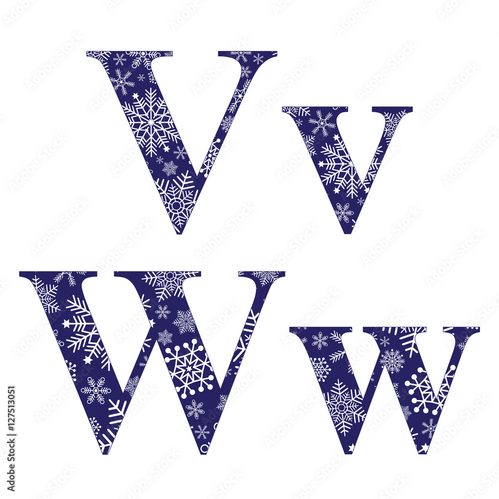 Uppercase and lowercase letters V and W Stock Vector | Adobe Stock