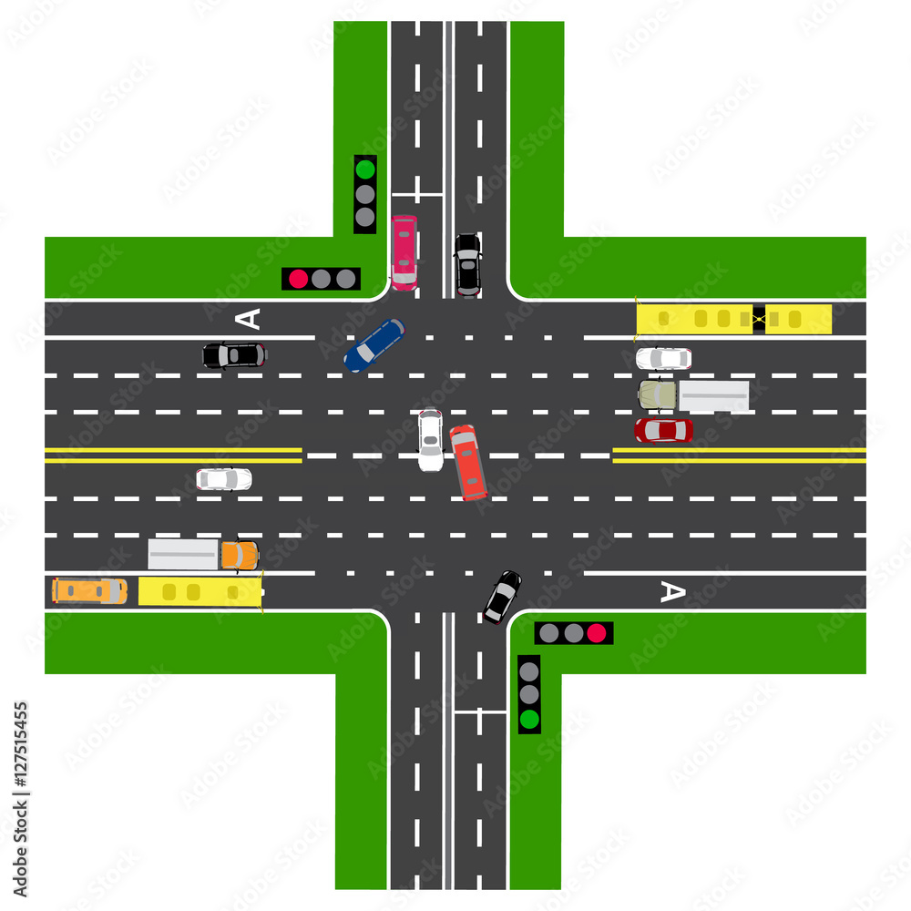 Road infographics. Most of the highway intersection with the road. With ...