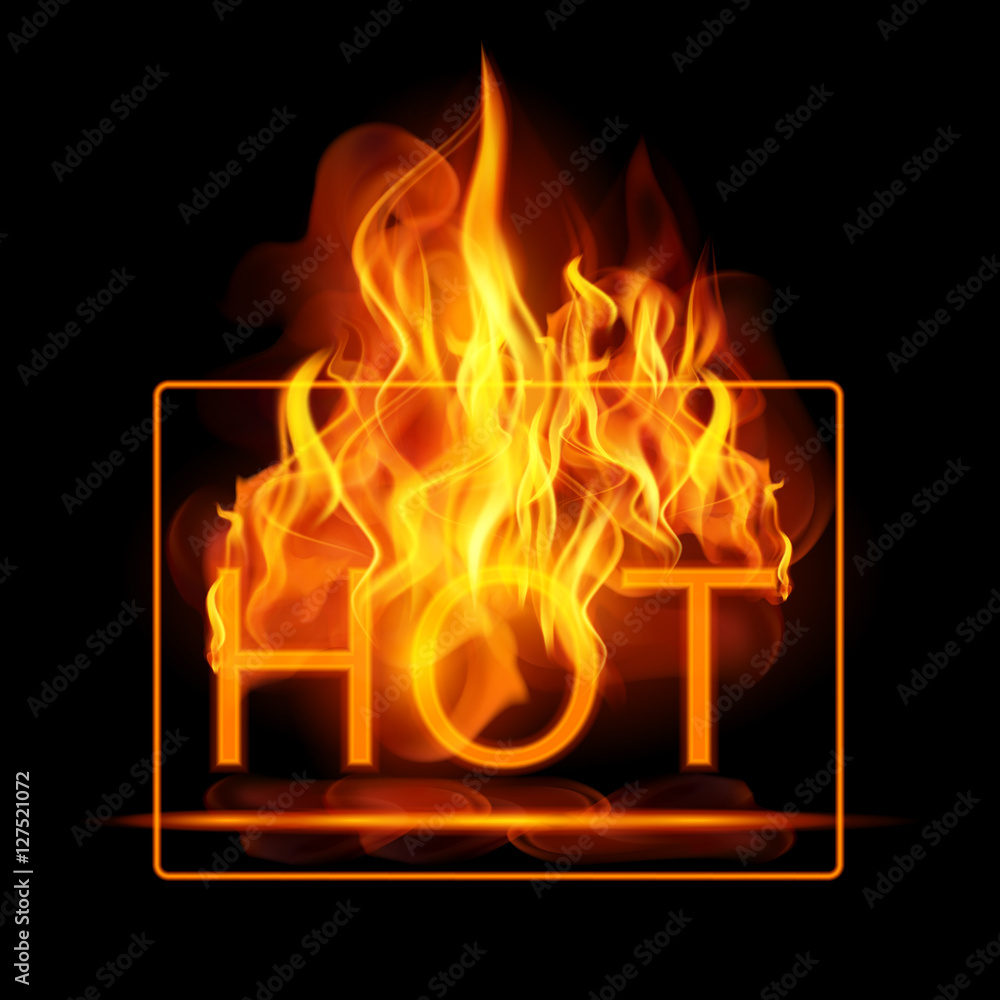 Abstract fire flames vector background. Illustration Hot Fire with ...