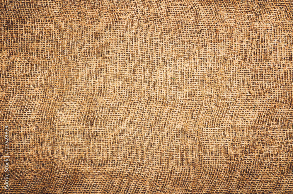 Linen or jute fabric background with visible texture. Horizontal photo ...