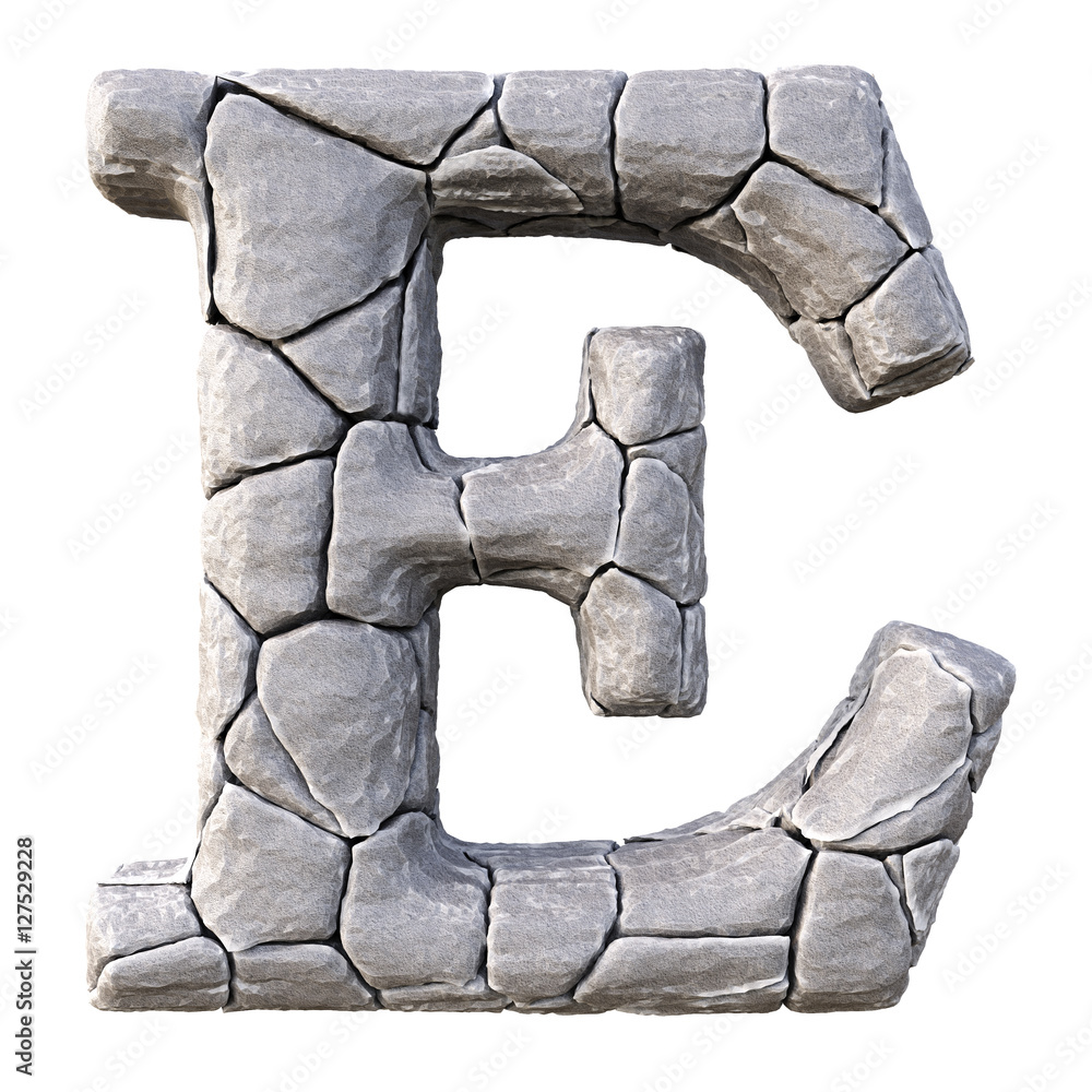 Alphabet from the stones. isolated on white background. 3D illustration ...