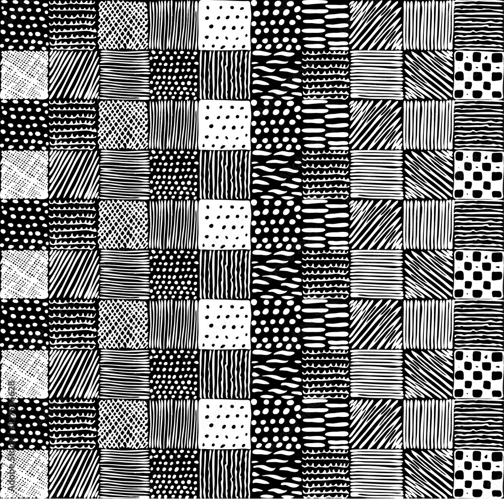 Seamless texture with a graphic pattern of squares.Drawn by hand ...