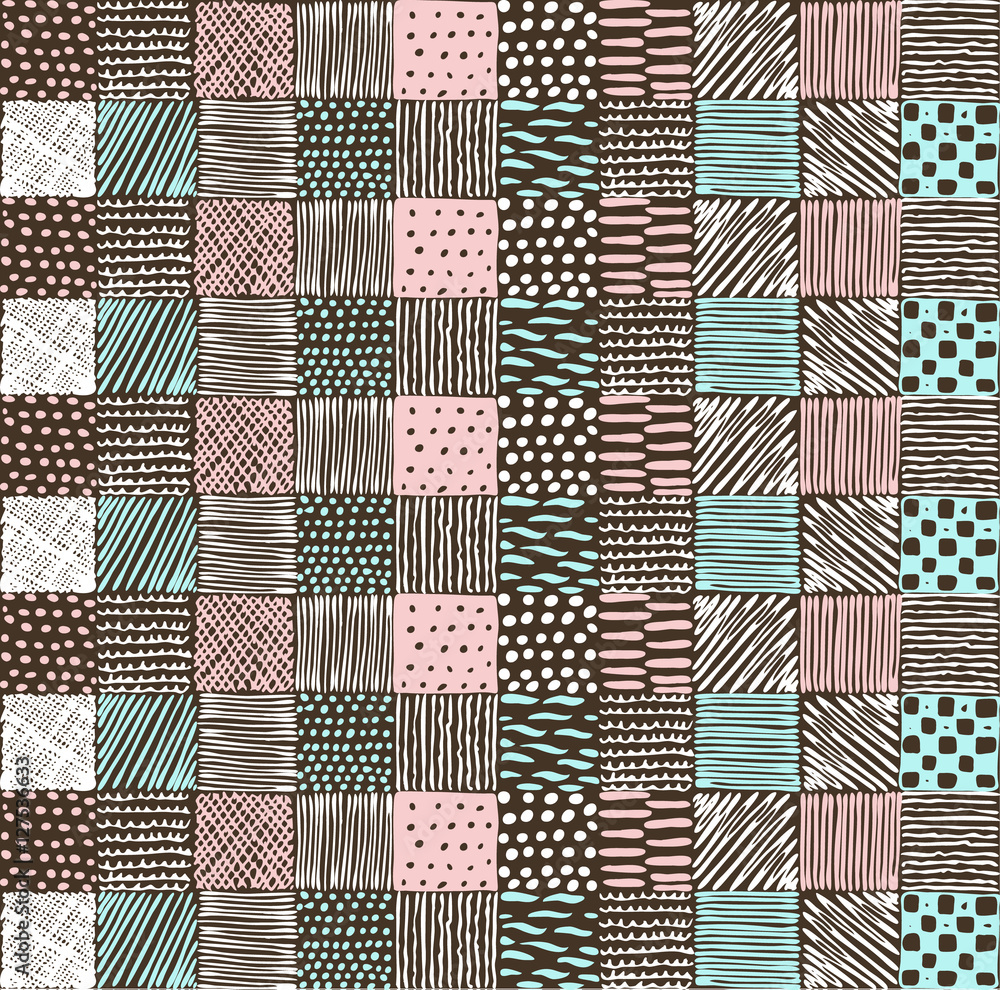 Seamless texture with a graphic pattern of squares.Drawn by hand ...