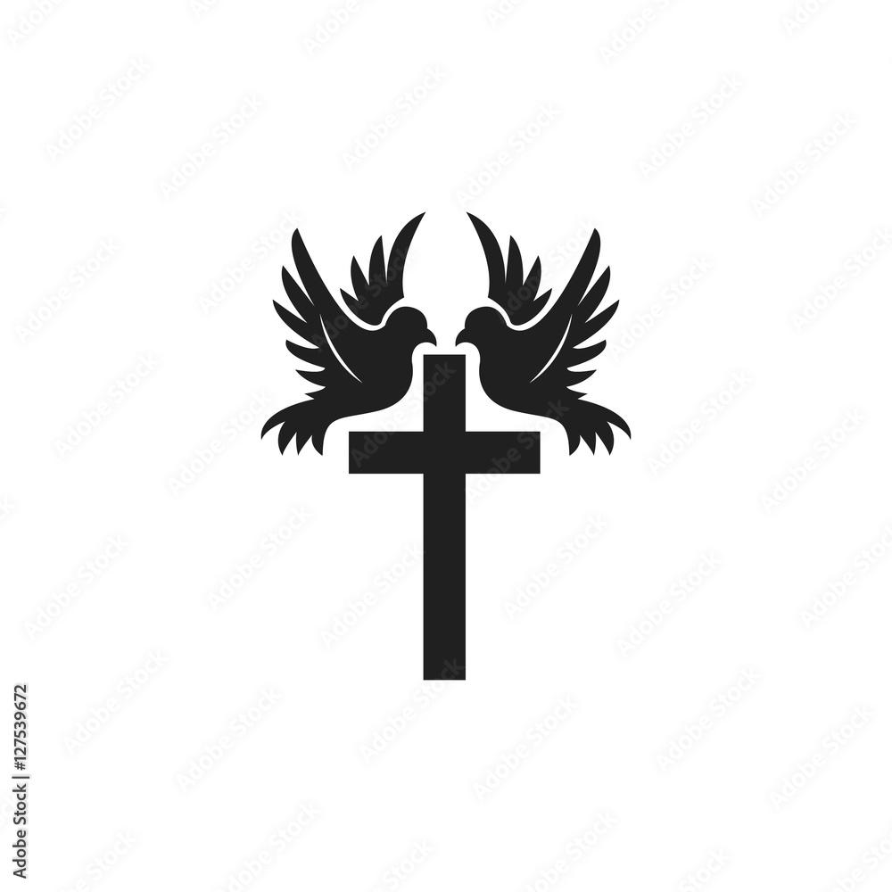 Cross and Pigeon Logo Stock Vector | Adobe Stock