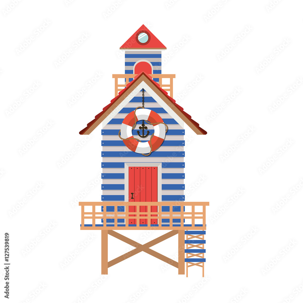 full color with lifeguard stand vector illustration Stock Vector ...