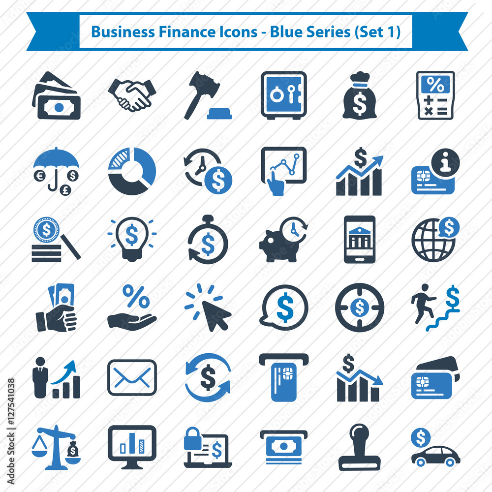 Business Finance Icons - Blue Series (Set 1) Stock Vector | Adobe Stock