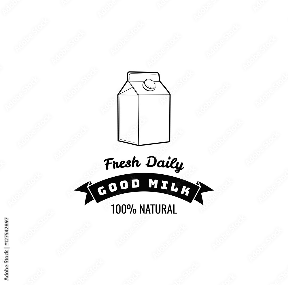Fresh milk packaging container. Badge or label design template. Stock ...