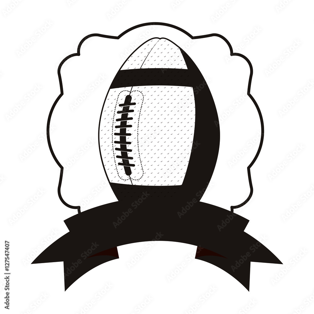 monochrome heraldic with football ball and ribbon closeup vector ...
