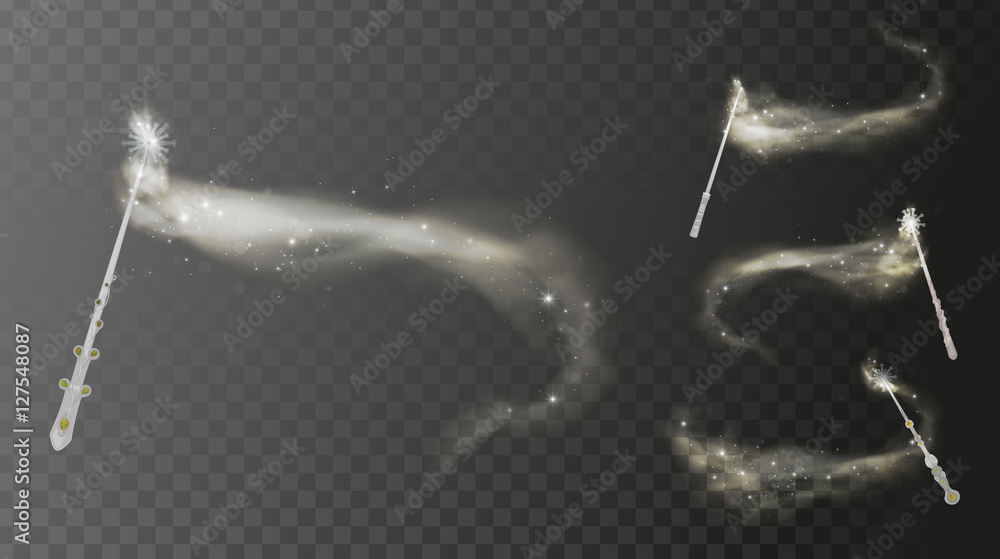 Christmas Magic wand set, snow magical collection, Isolated on ...