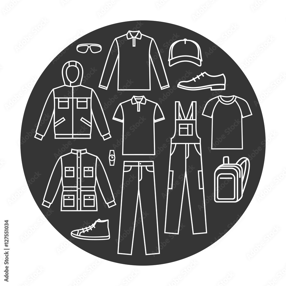 Men's working clothes icons set vector de Stock | Adobe Stock